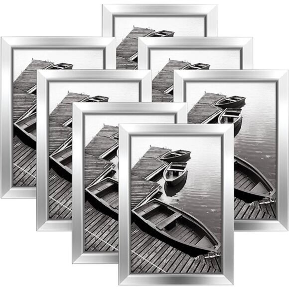 Wall Decor | 4x6 Picture Frames Set Of 7 Silver Photo Frames With Glass ...